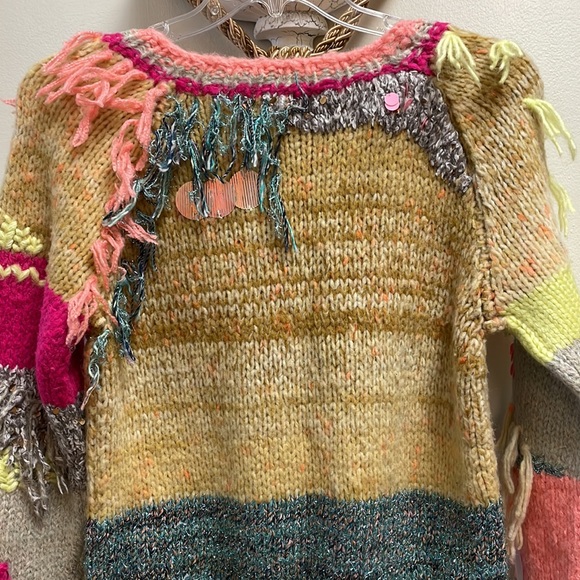 Anthropologie | Sweaters | New Womens Anthropologie Fringed Colorblock Sweater | Poshmark